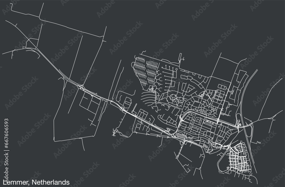 Detailed hand-drawn navigational urban street roads map of the Dutch ...