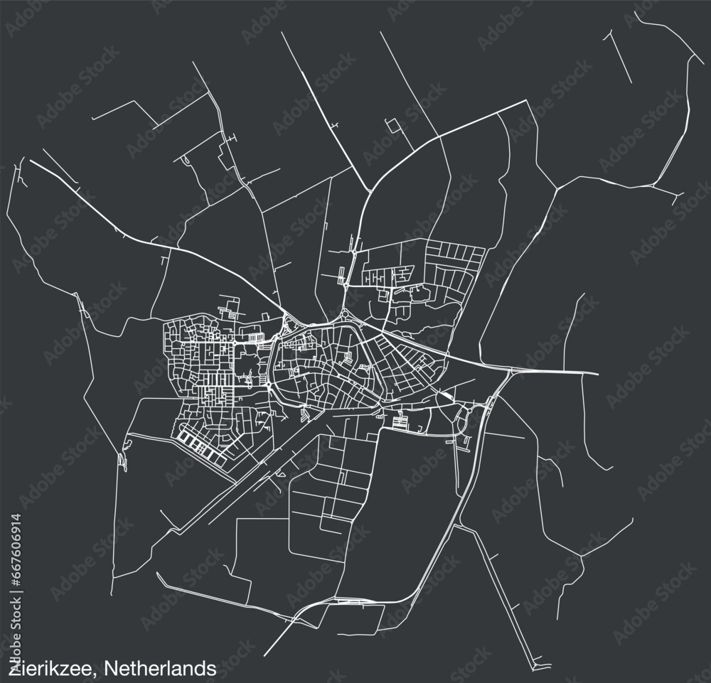 Detailed hand-drawn navigational urban street roads map of the Dutch ...