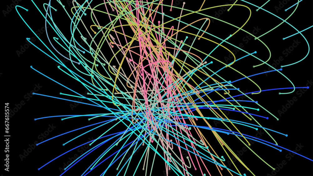 Crossing light beams. Energy flow Laser lines. Neon plexus knots ...