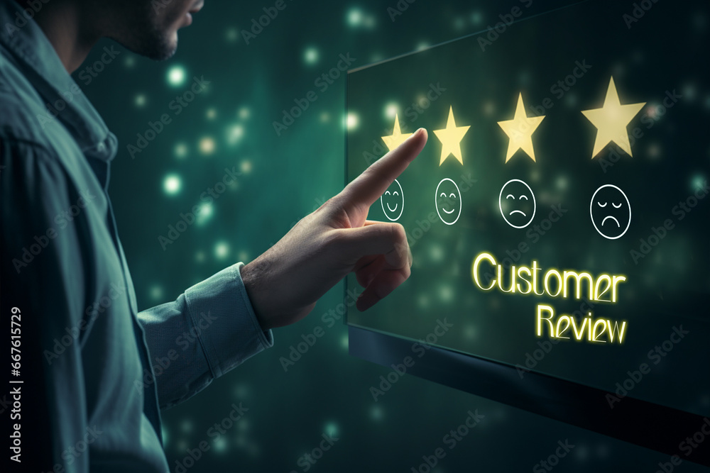 Client Testimonial star ratings with facial expression icons, Star hand ...