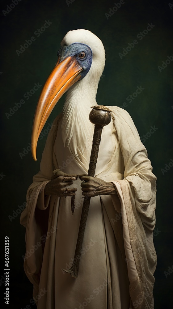 Thoth, the god of wisdom, portrayed with his ibis-head and holding a ...