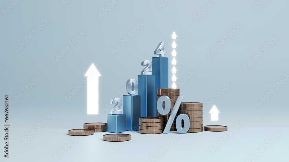 Ilustrace „3D business graph finance chart growth and development in ...