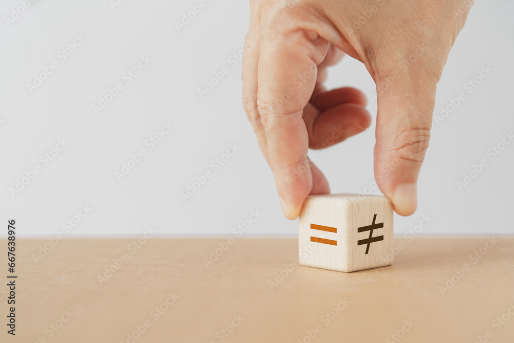 Hand flipping wooden unequal to equal wooden cube blocks including copy ...