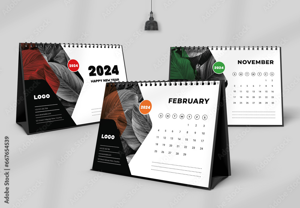 Desk Calendar 2024 Template Stock Template | Adobe Stock