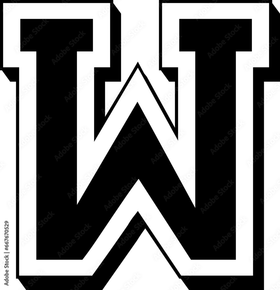 W letter of the alphabet College Alphabet Varsity American Football ...