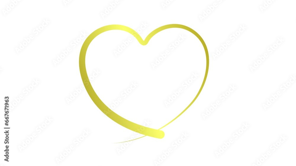Animated golden heart drawn with liquid effect. The effect of a drawing ...