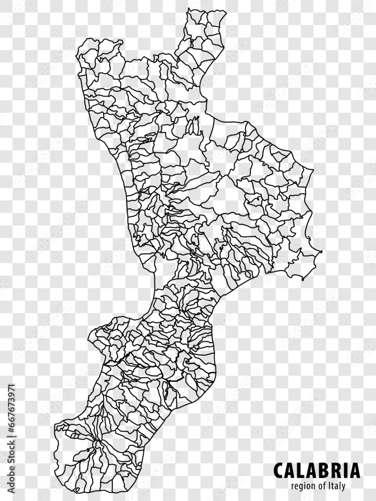 Blank map Calabria of Italy. High quality map Region Calabria with ...