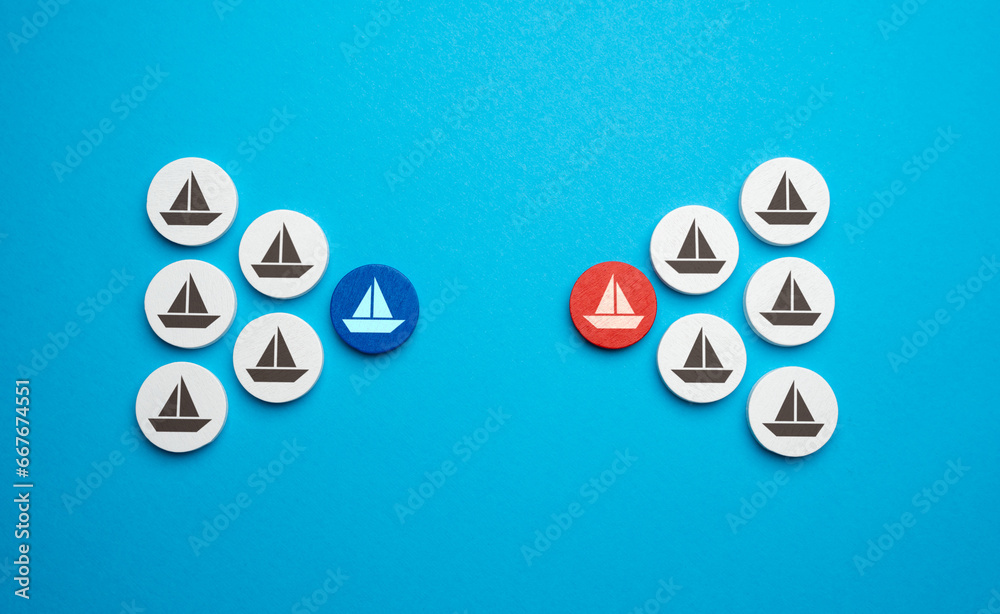 Competition between two teams. Arrange a team competition. Rivalry to ...
