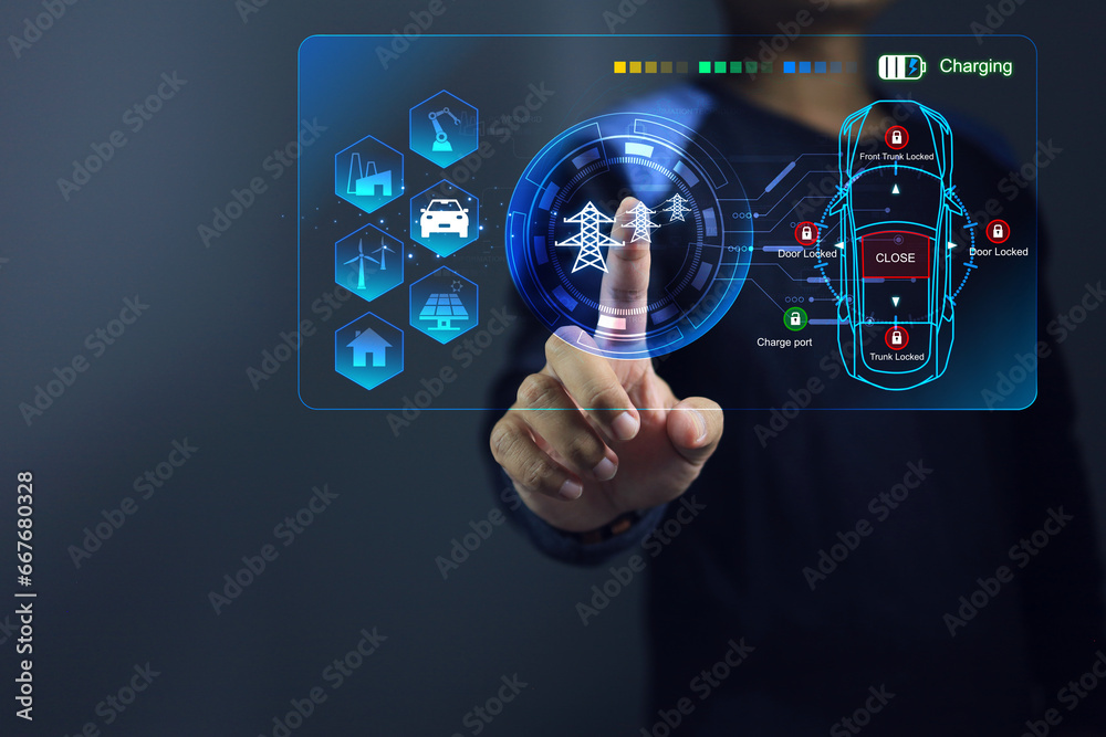 EV car charging station dashboard for electric vehicle with battery ...