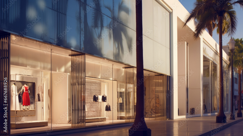 luxury-goods stores in Beverly Hills. Fashion store front. Stock Photo ...