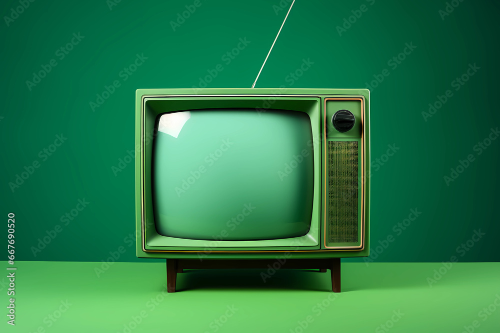 A nostalgia-inducing vintage television, complete with its iconic green ...