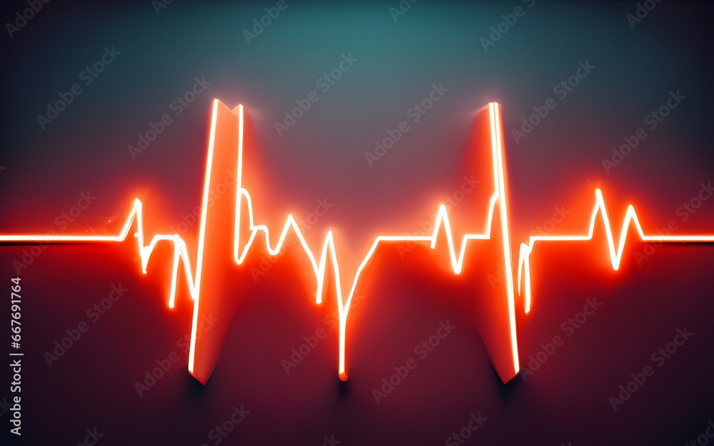 Highly saturated red heart rate pulse in a realistic background design ...