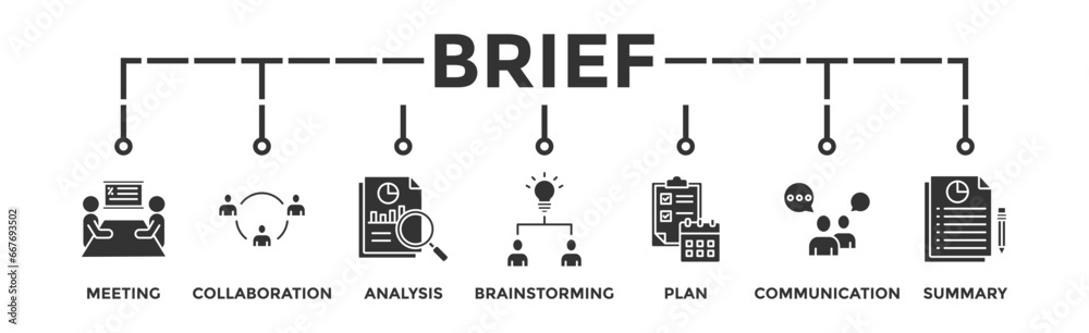 Brief banner web icon for a briefing of business plan with an icon of ...