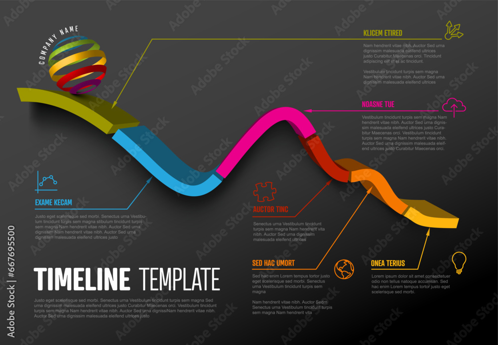 Poster Dark Infographic timeline report template with graph – Wall Art ...