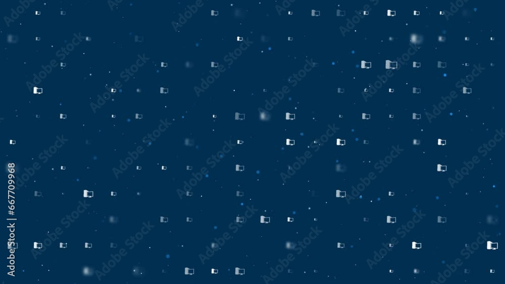 Template animation of evenly spaced desktop symbols of different sizes ...