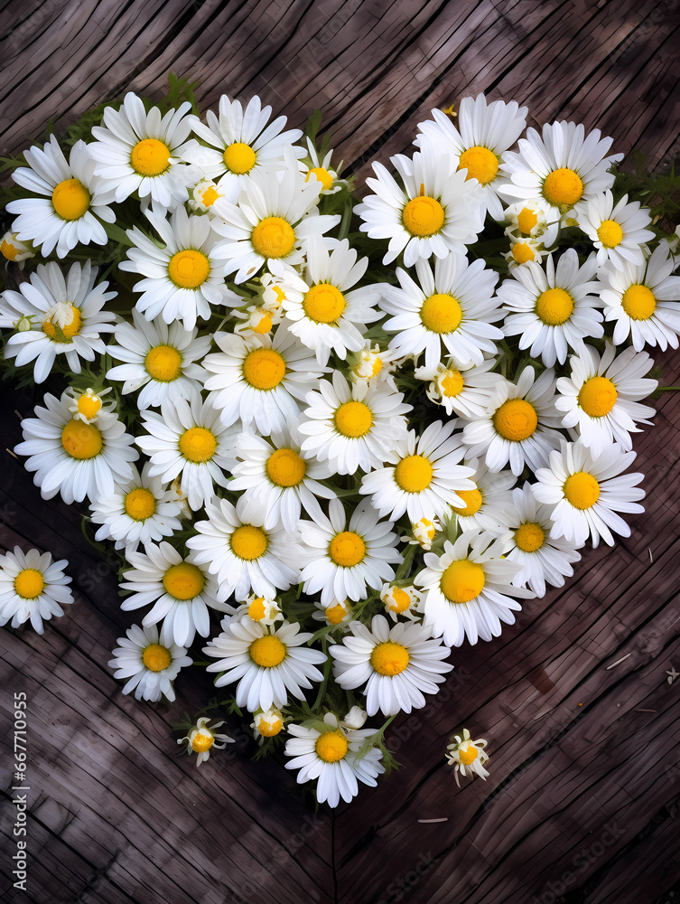 Heart shaped daisy background wallpaper poster PPT Stock Illustration ...