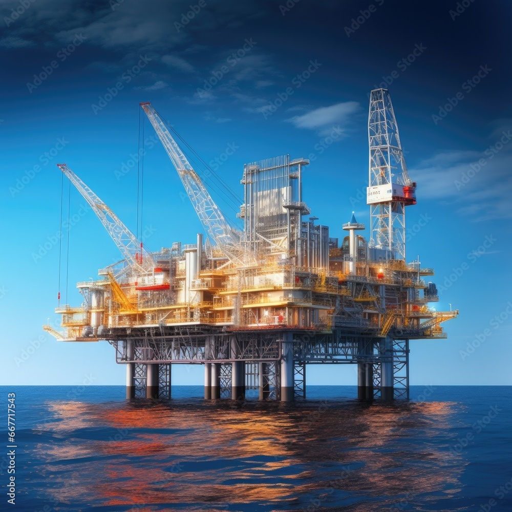 An offshore oil rig in the middle of the sea,offshore Jack Up drilling ...