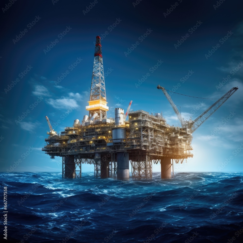 An offshore oil rig in the middle of the sea,offshore Jack Up drilling ...