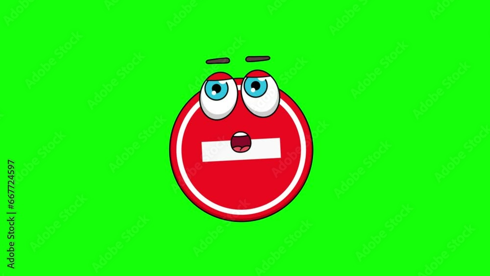 stop sign cartoon facing with rolling eye, emoji emoticon animation ...