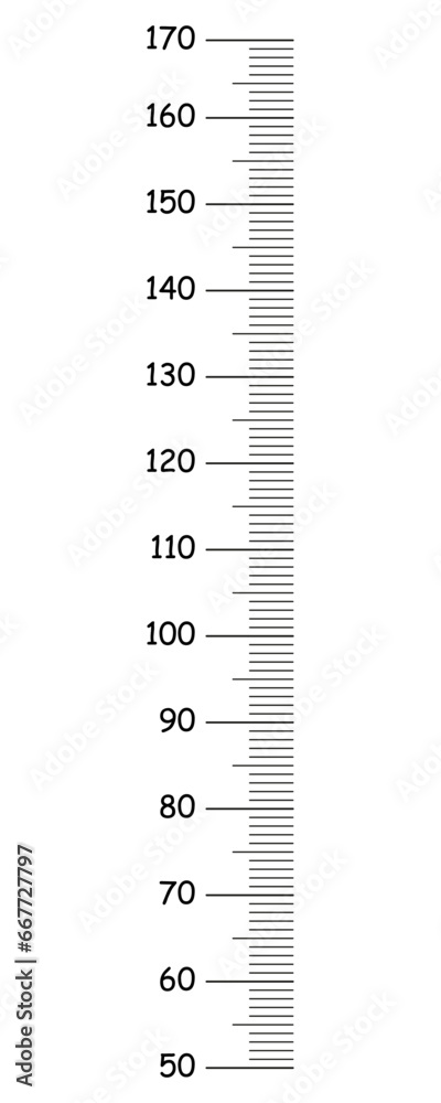 Kids height chart from 50 to 170 centimeters. Meter wall, growth ruler ...