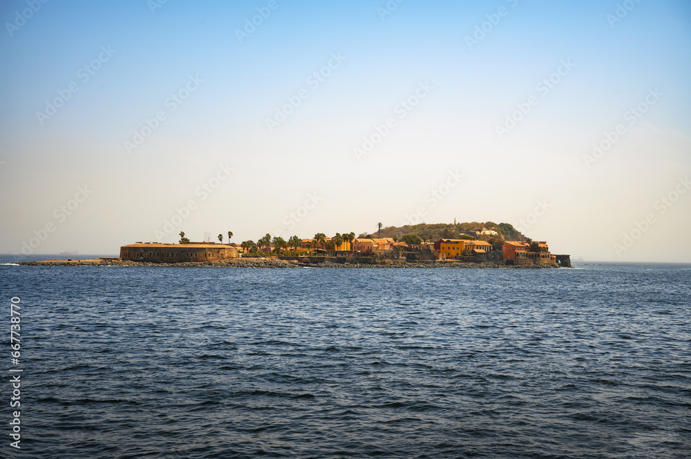 Goree island near Dakar, Senegal, West Africa, viewed from a boat ...