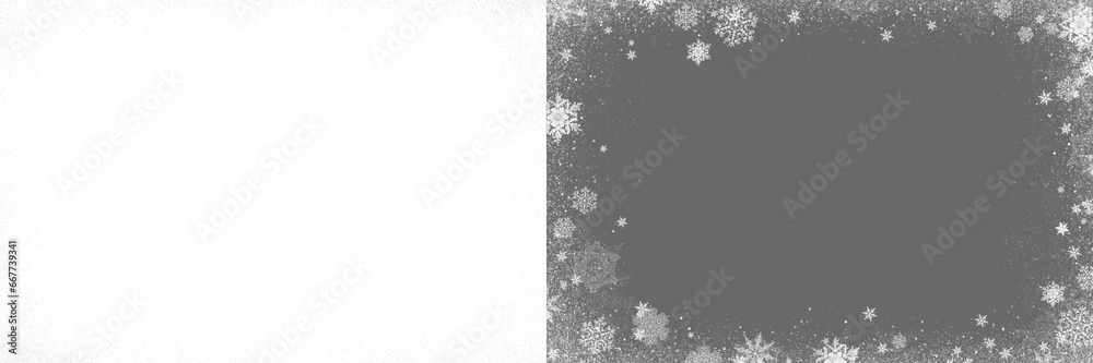 Winter ice snow frozen crystals frostwork frame on transparent ...