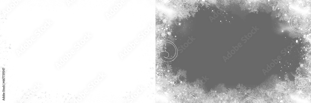 Winter ice snow frozen crystals frostwork frame on transparent ...