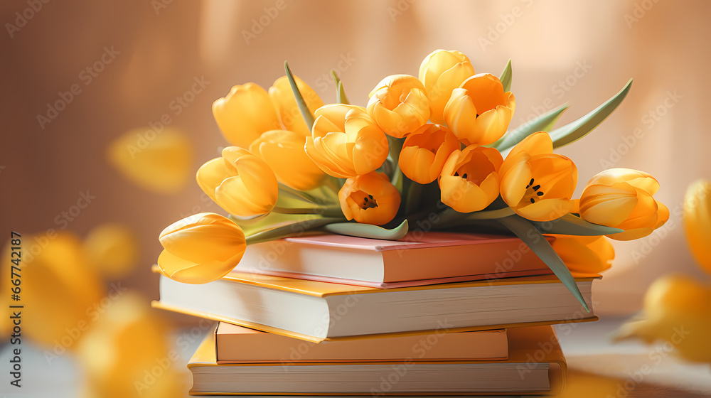 Yellow tulips background wallpaper poster PPT Stock Illustration ...