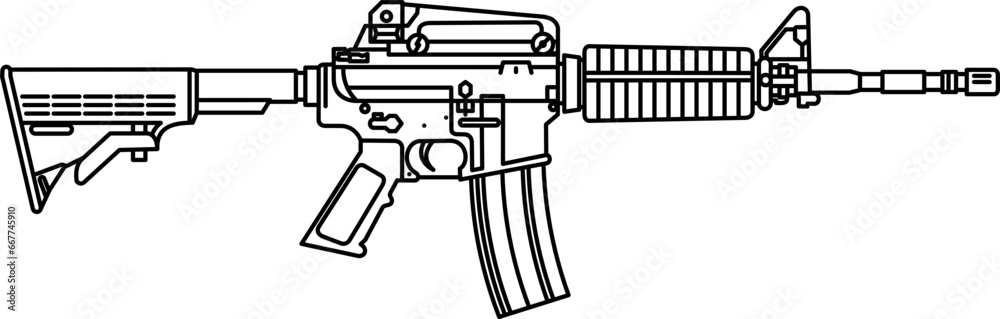 Colt M4. M4A1.firearm outline vector. military weapons Stock Vector ...