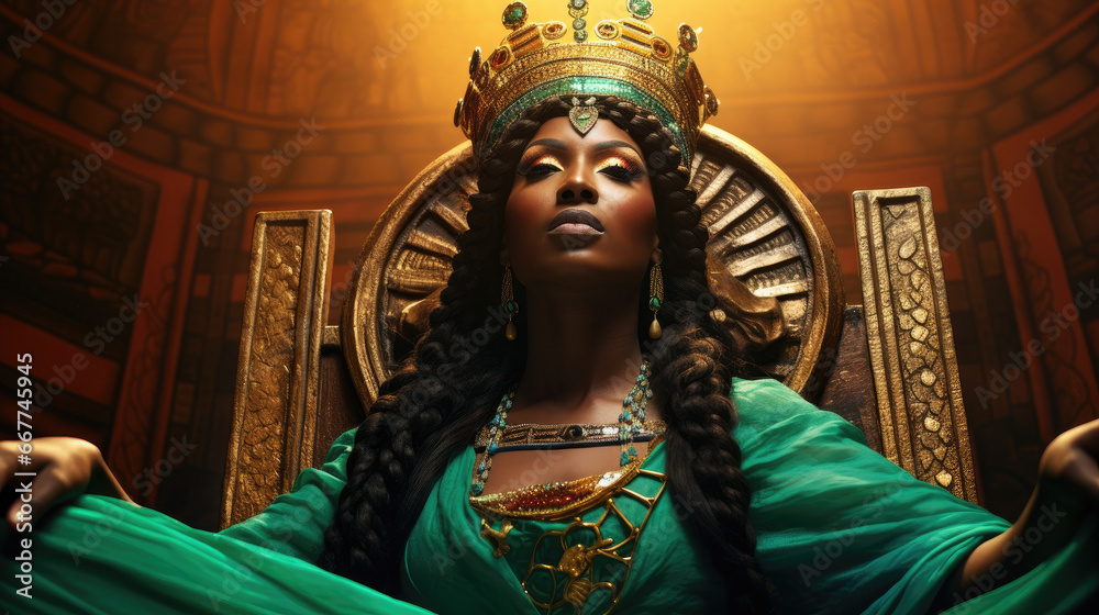 African queen sitting on her throne Stock Illustration | Adobe Stock