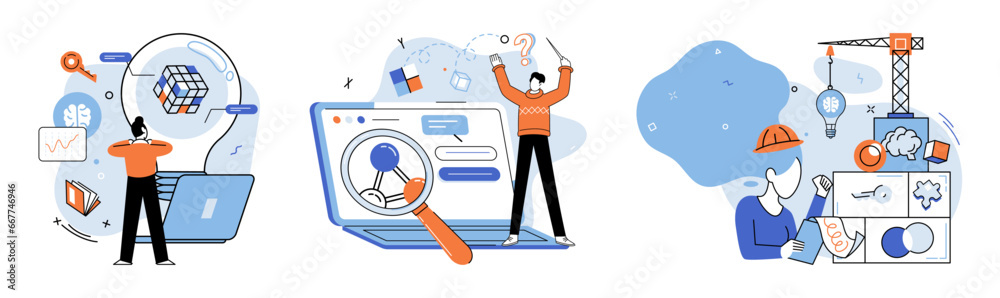 Business idea. Vector illustration. Imagination encourages thinking ...