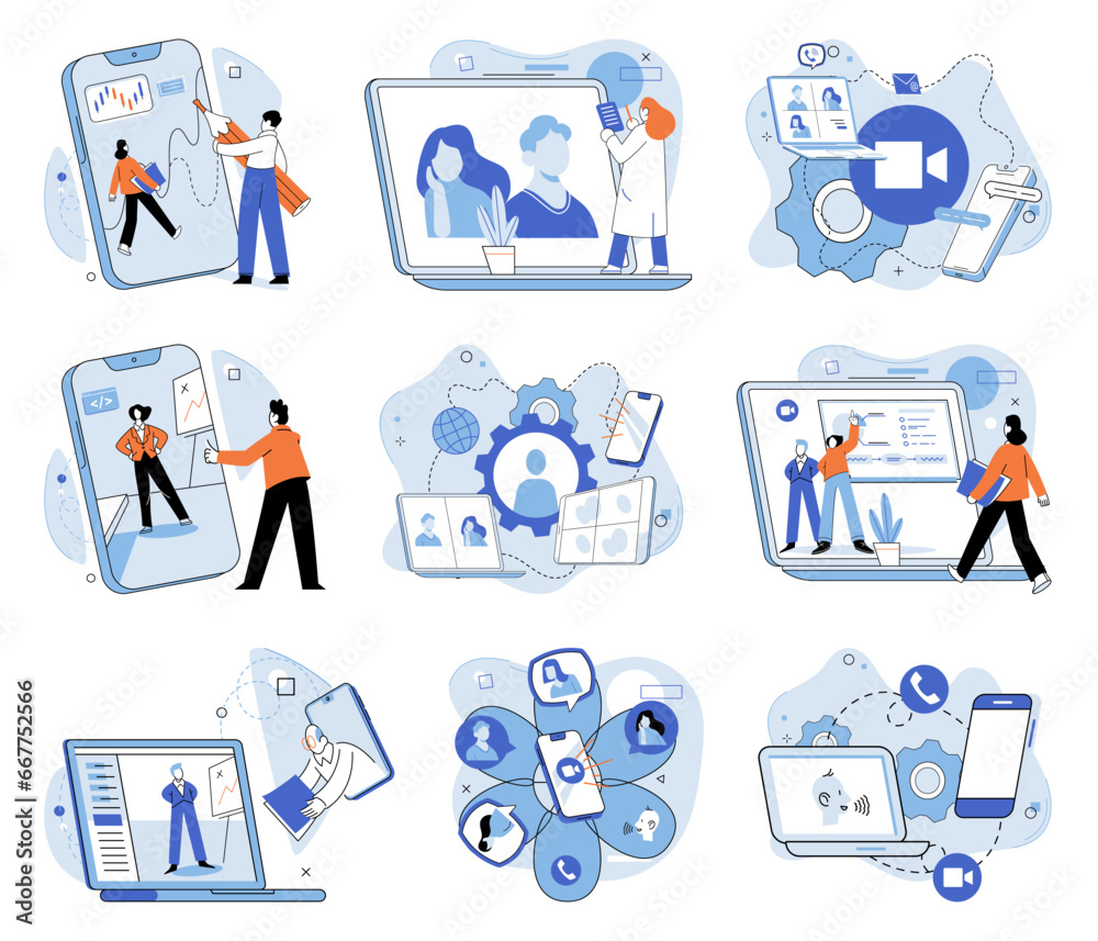 Online communication. Vector illustration. Access to vast amounts ...