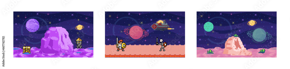 Space game. Vector illustration. The universe in game is filled with ...