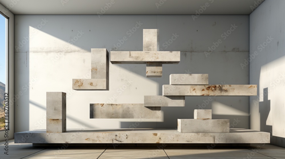 Bold and imposing, a rectangular wall of cement blocks stands on an ...