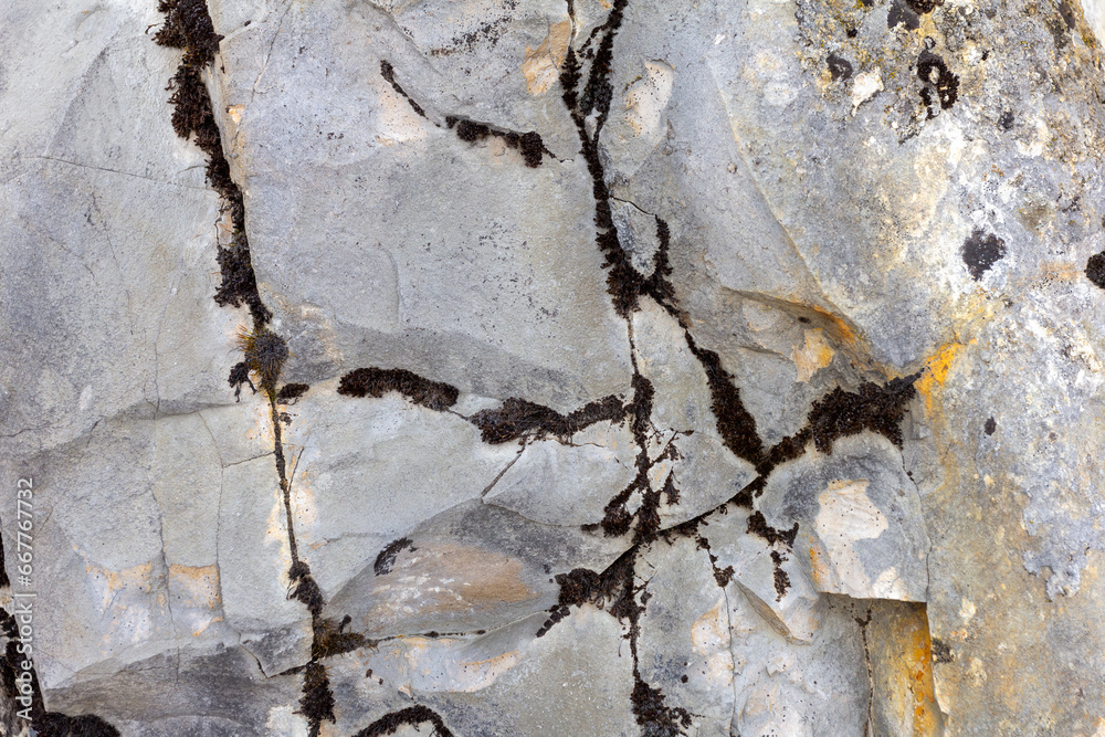 walls in a mountain cave, natural stone, cut structure, material for ...