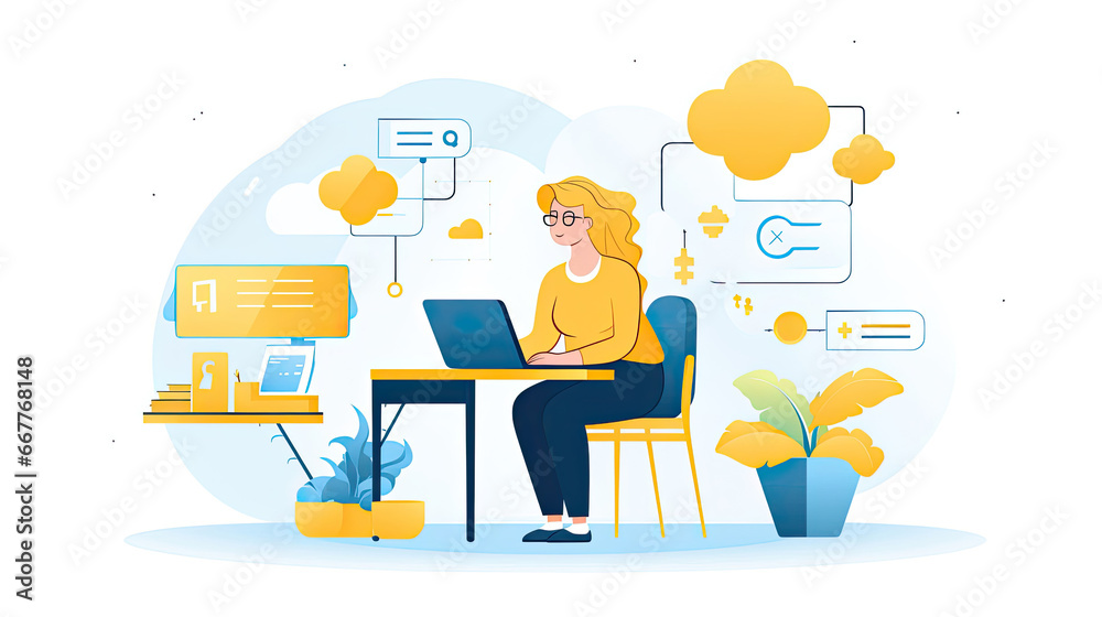 Remote team collaboration virtual workspace app icon comicstyle white ...