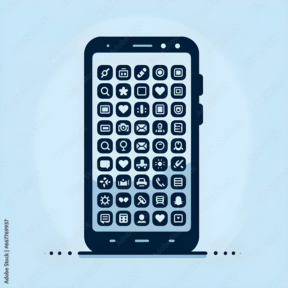 Modern Smartphone Display with Diverse Application Icons - Concept of ...