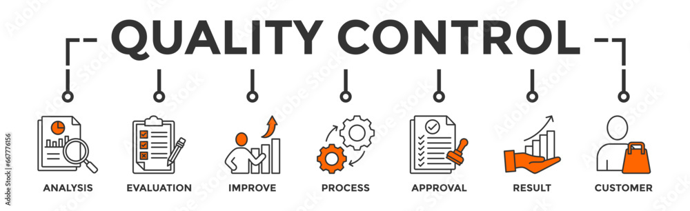 Quality control banner web icon vector illustration concept for product ...