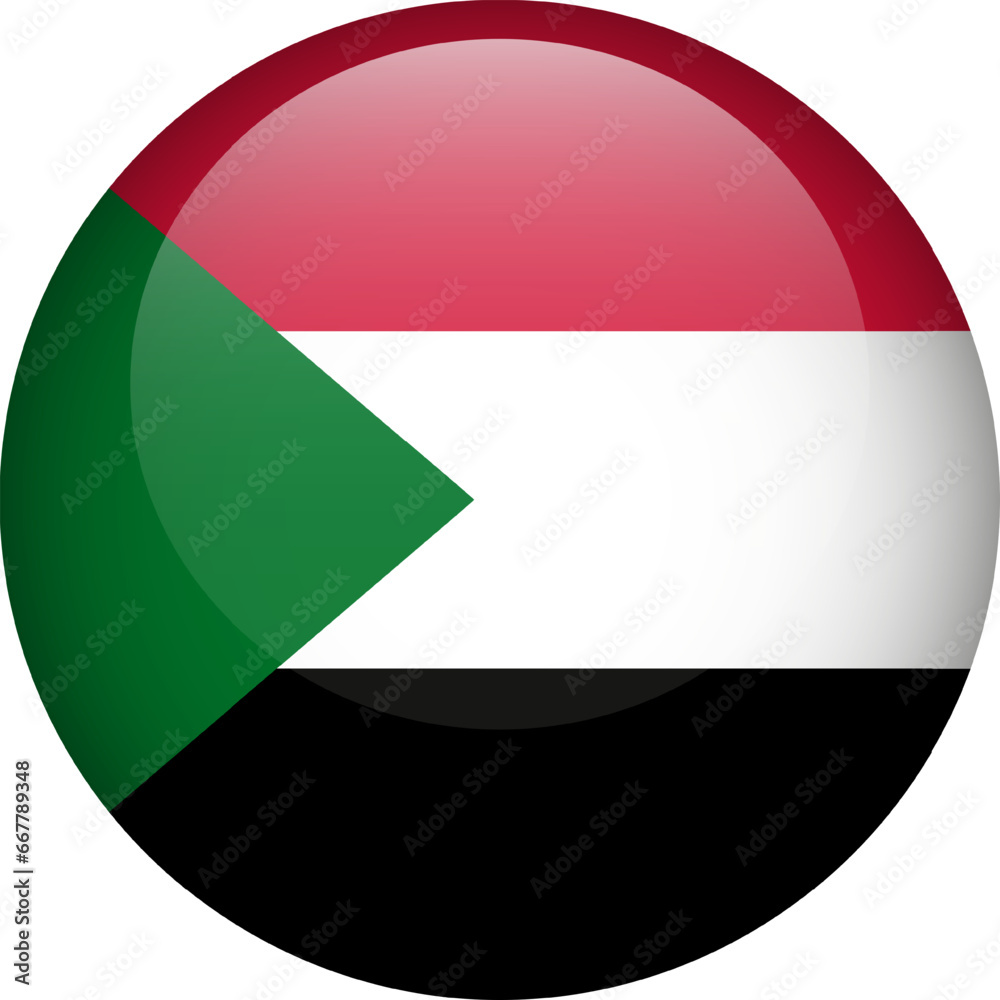 Sudan flag button. Round flag of Sudan. Sudanese vector flag, symbol ...