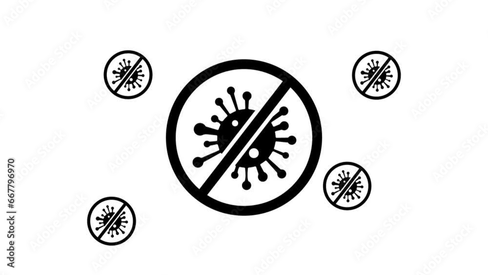 Zoom in and out animation the stop coronavirus symbol. Large black ...