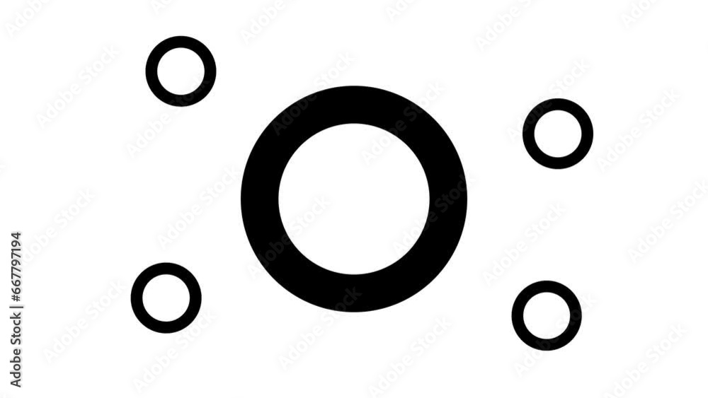 Zoom in and out animation the circle symbol. Large black symbol in the ...