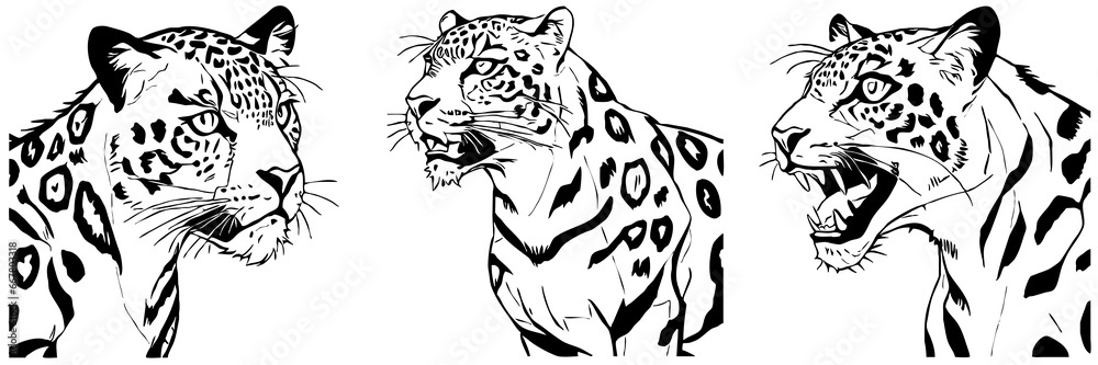 Leopard . Line art. Logo design for use in graphics. T-shirt print ...