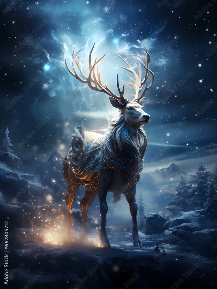 Christmas deer background wallpaper poster PPT Stock Illustration ...