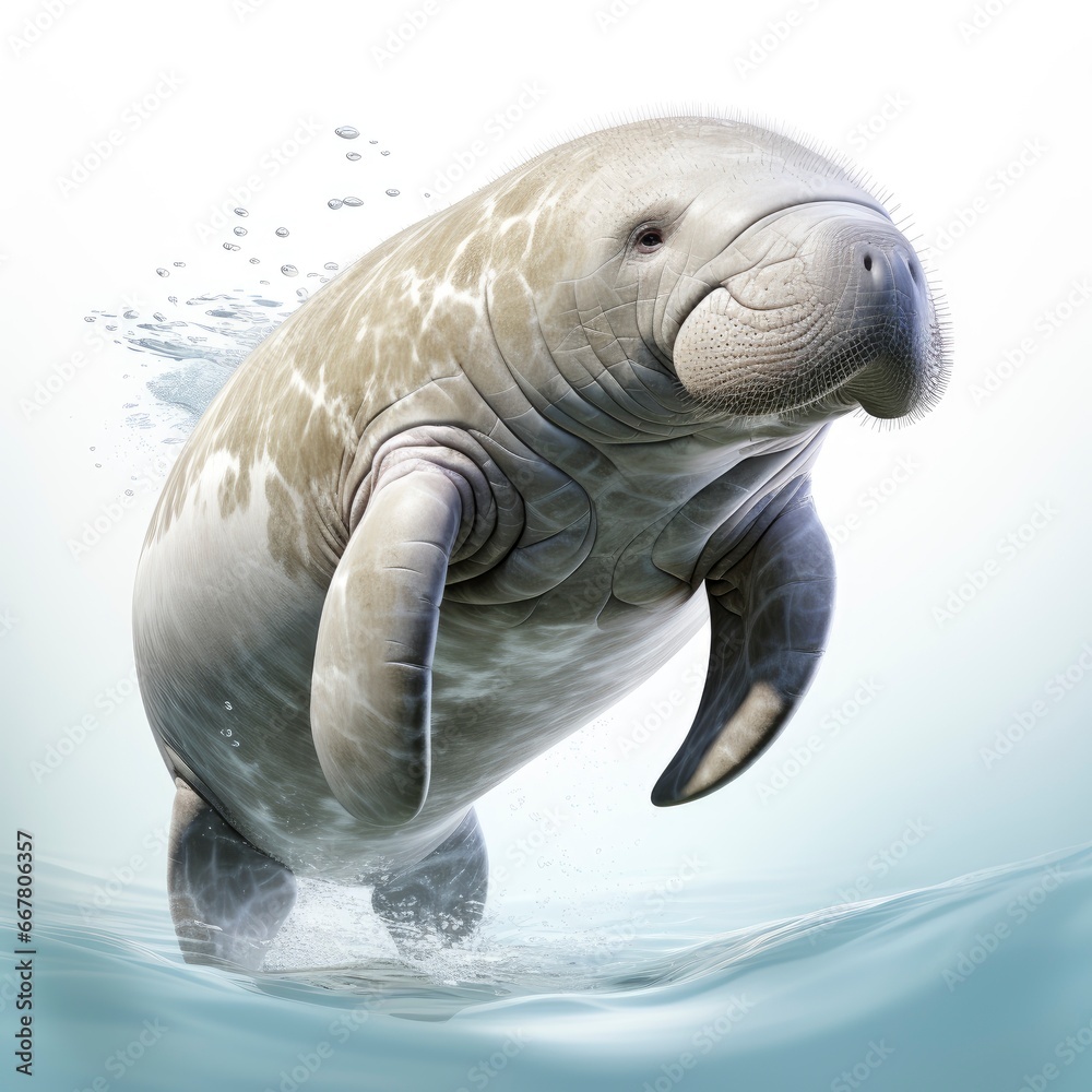 Manatee, Cartoon 3D , Isolated On White Background Stock Illustration ...