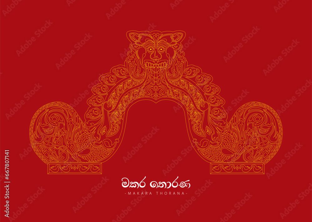 Sri Lankan Traditional Art, Temple Art, Makara Thorana Design. Makara ...