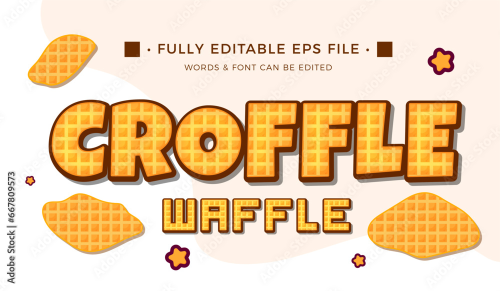 Vector croffle croissant waffle text effect editable Stock Vector ...