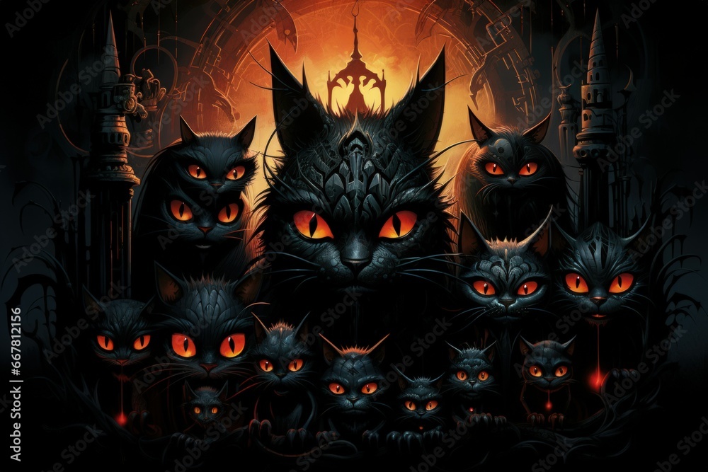 Scheming witches' familiars, such as cunning black cats - Generative AI ...
