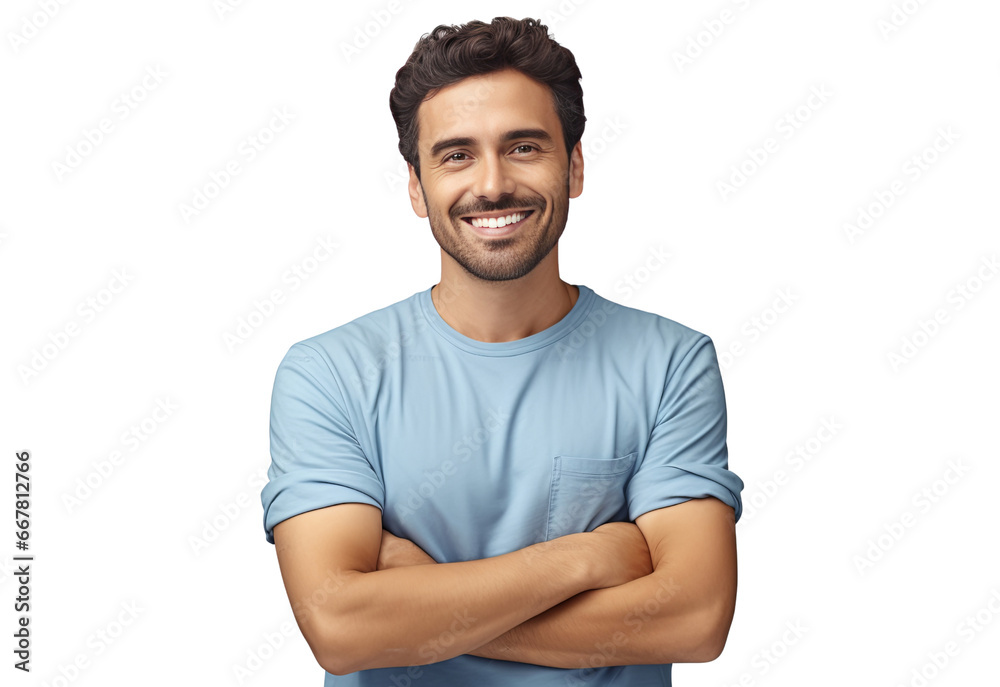 Picture of a young white European man, isolated against a gray backdrop ...