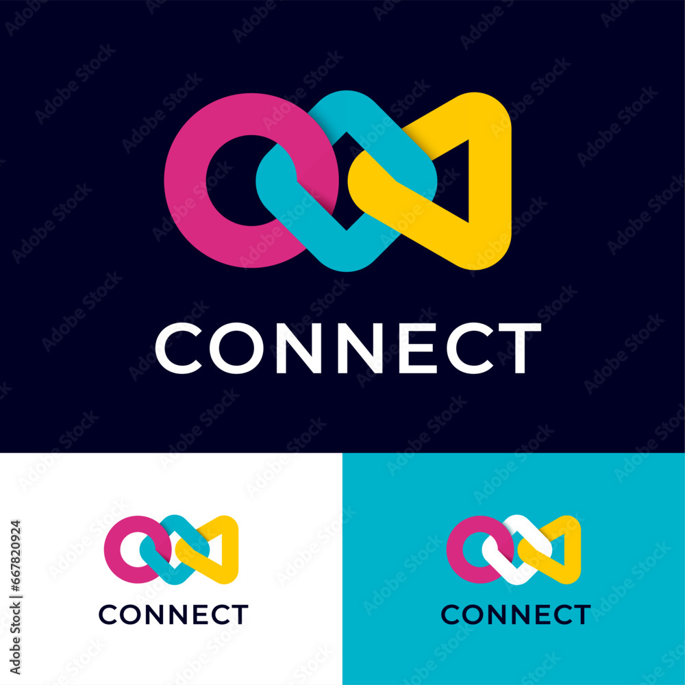 Connect logo. The circle, square and triangle are connected to each ...