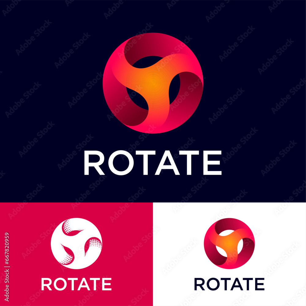 Rotate logo. Symbol of movement and rotation. Mechanism icon. Identity ...